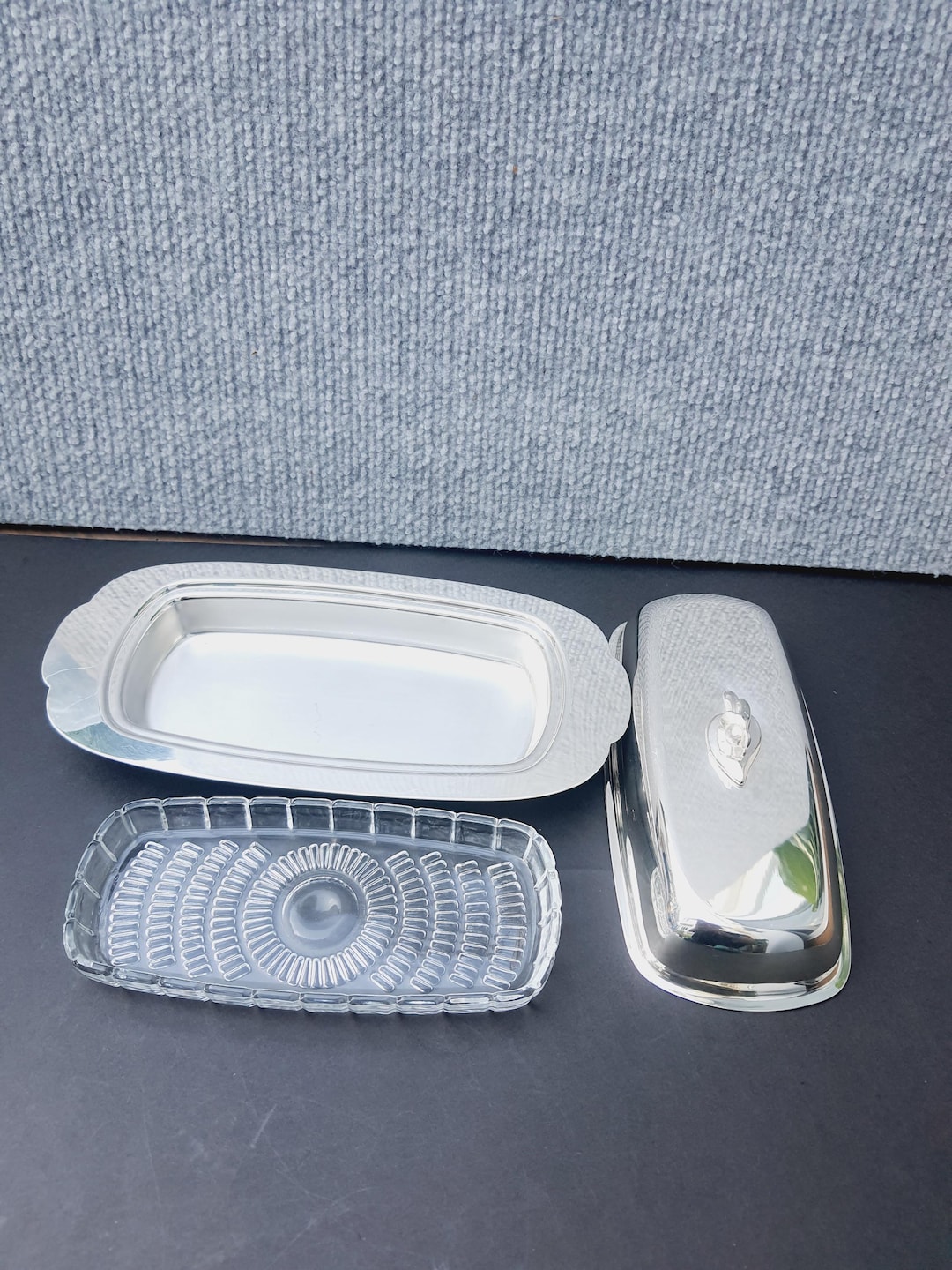 Vintage Oneida Silver Plated Butter Dish With Glass Insert/ Butter Dish ...