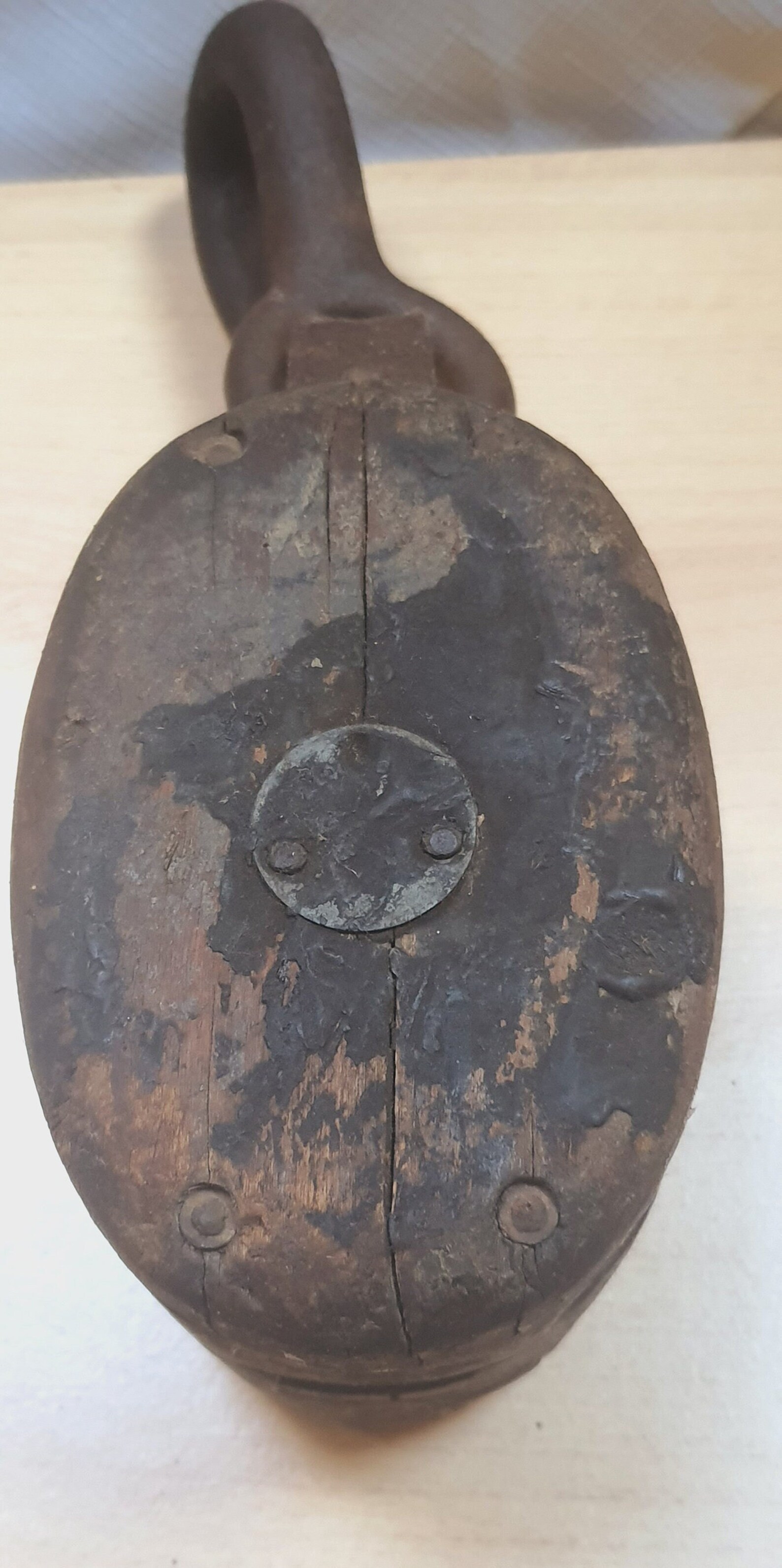 Cast Iron Hook Pulley Antique Boston & Lockport Block Co. Double Wood ...