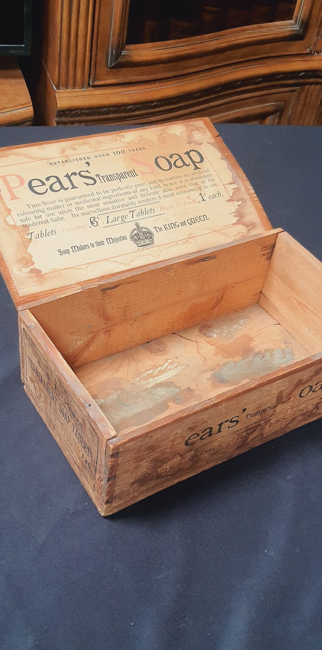 Antique Pears' Soap Box With Lid Fun Paper Label Crate Rustic ...