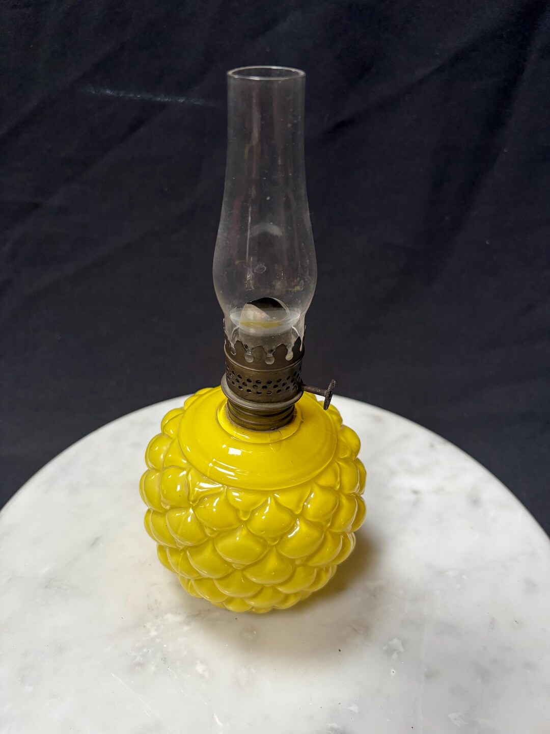 Yellow Oil Lamp Cased Cone Diamond Pattern Oil Lamp With Clear Glass ...