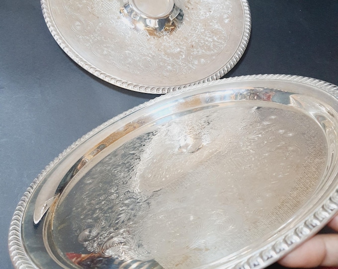 Vintage Oneida Silversmiths 15 Round Silverplate Serving Tray Platter ...