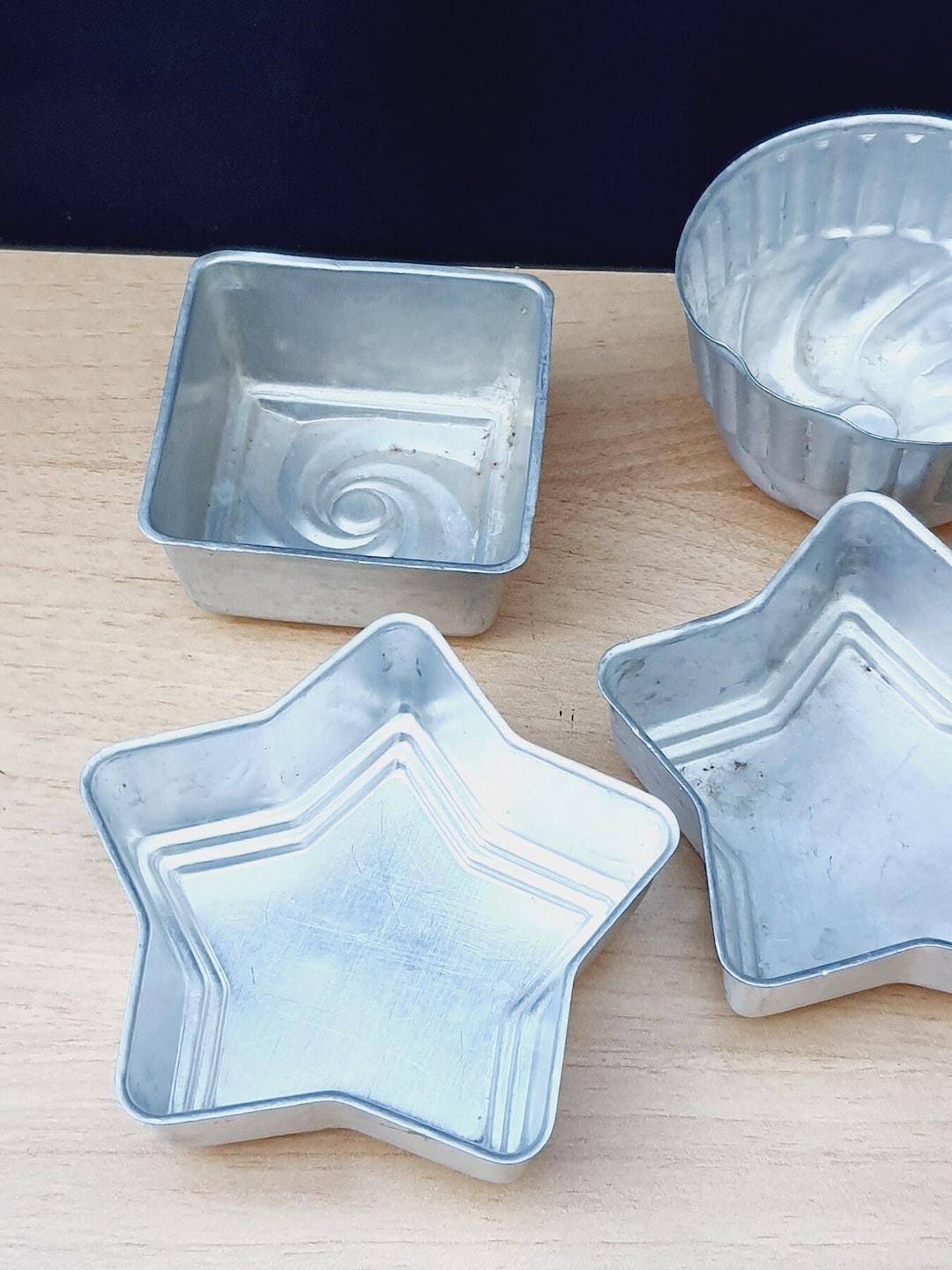 4 Aluminum Jello Jelly Mold Pans, Tart Tins, Aluminum Mold Pan, Star ...