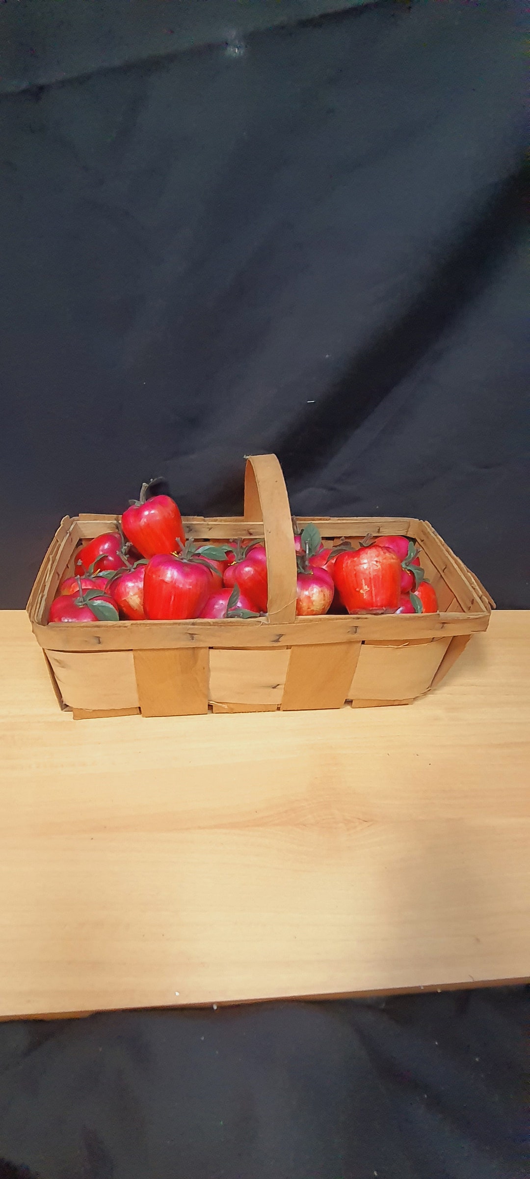 Vintage Wooden Apple Basket With Handle 17" X 5.5", Apple Picking ...