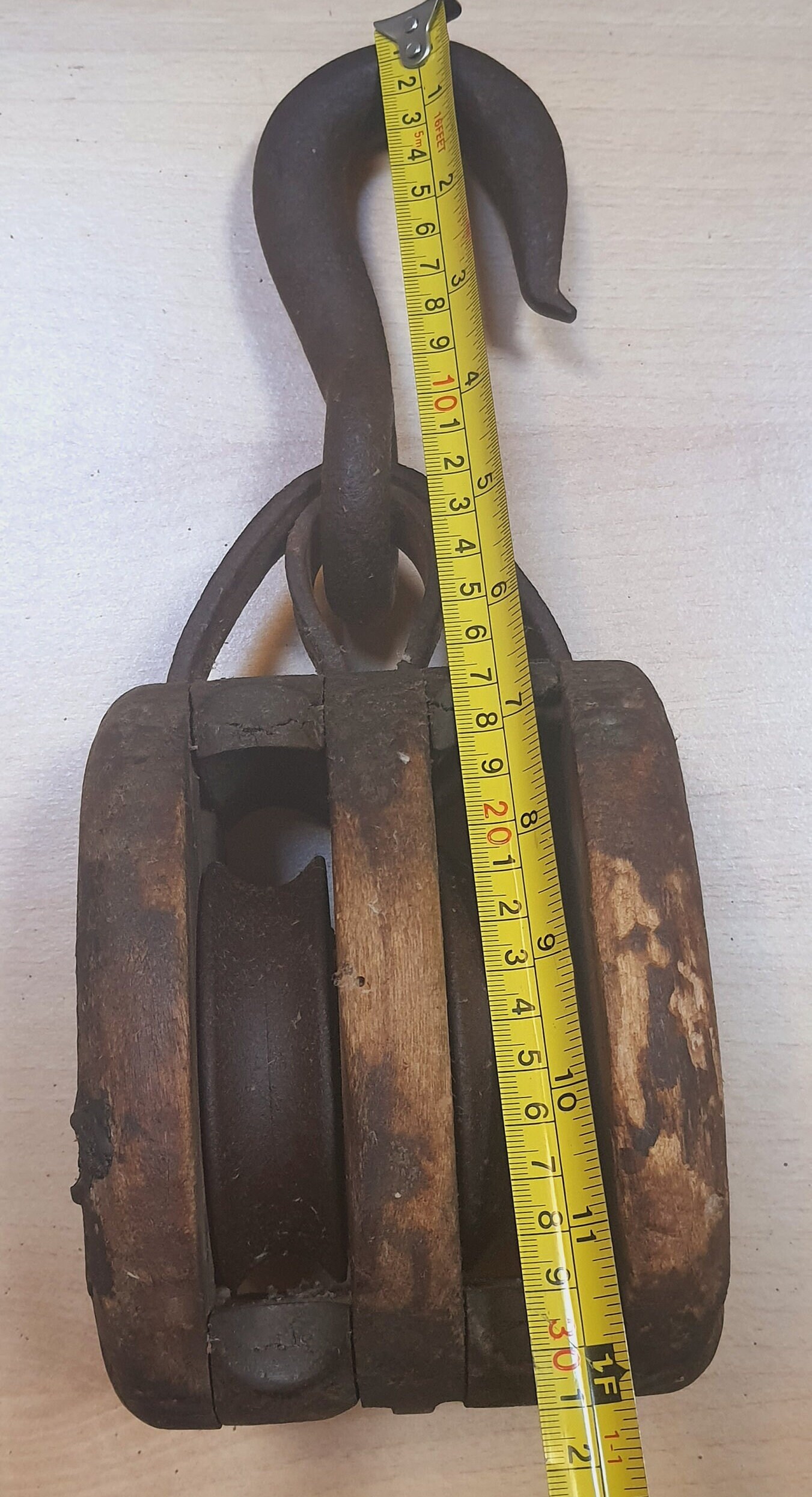 Cast Iron Hook Pulley Antique Boston & Lockport Block Co. Double Wood ...
