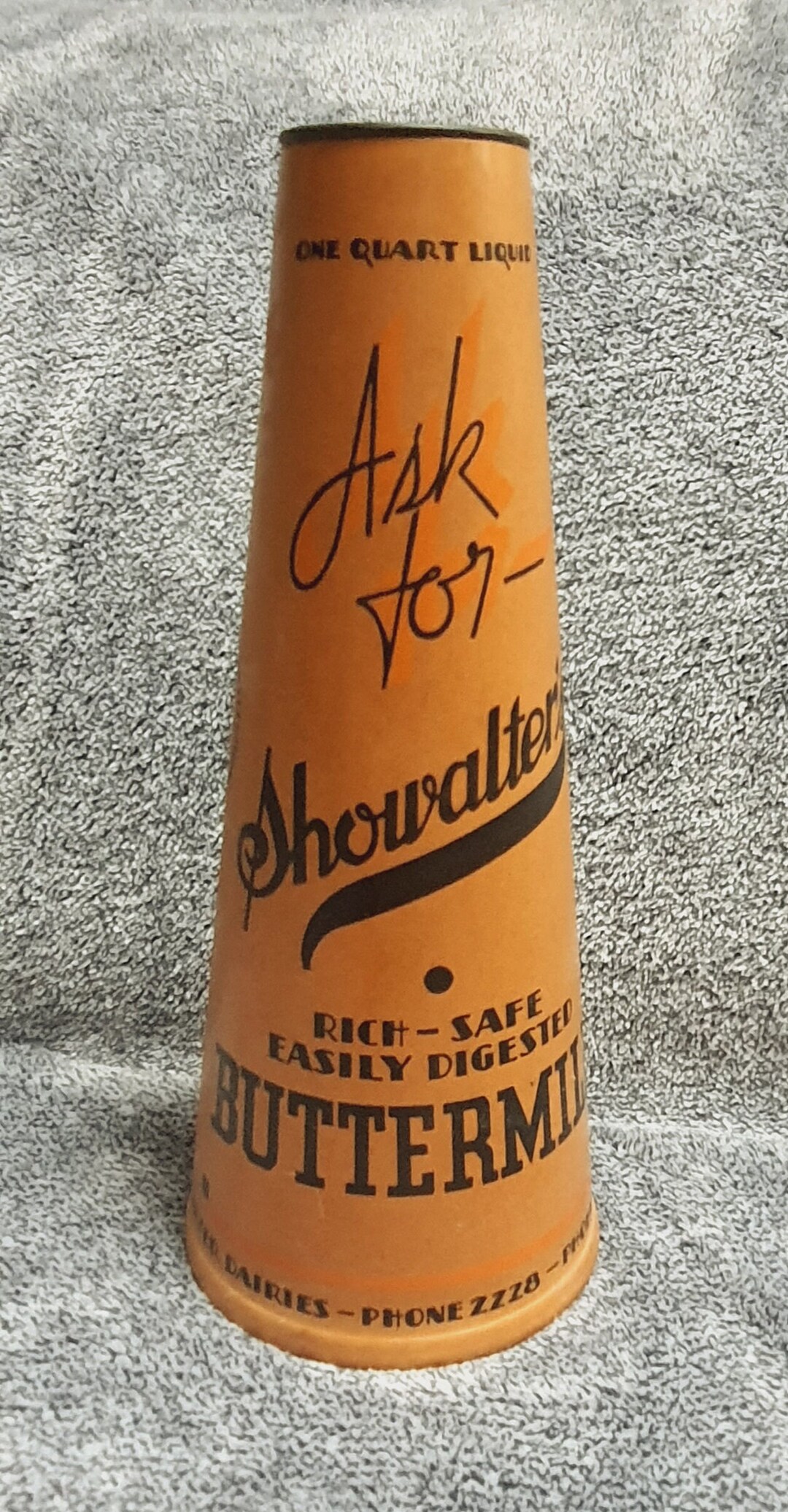Vintage 1930's Showalter's Buttermilk Cone/ Dairies Milk Cone ...