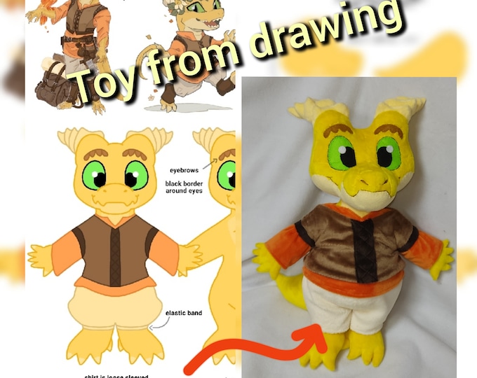 Plush Toy From Drawing. Dragon Plush. Collection Doll. - Etsy