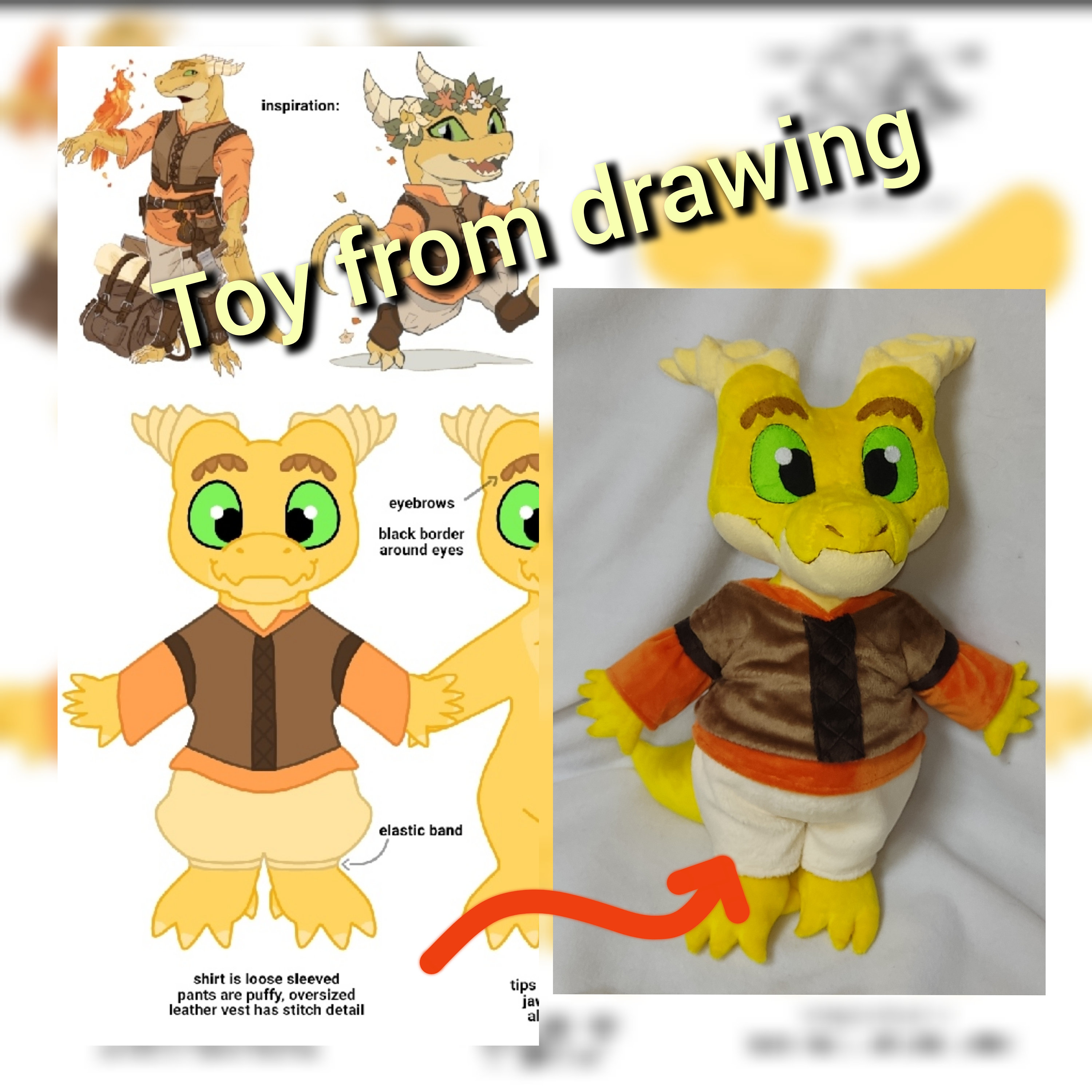 Plush Toy From Drawing. Dragon Plush. Collection Doll. - Etsy
