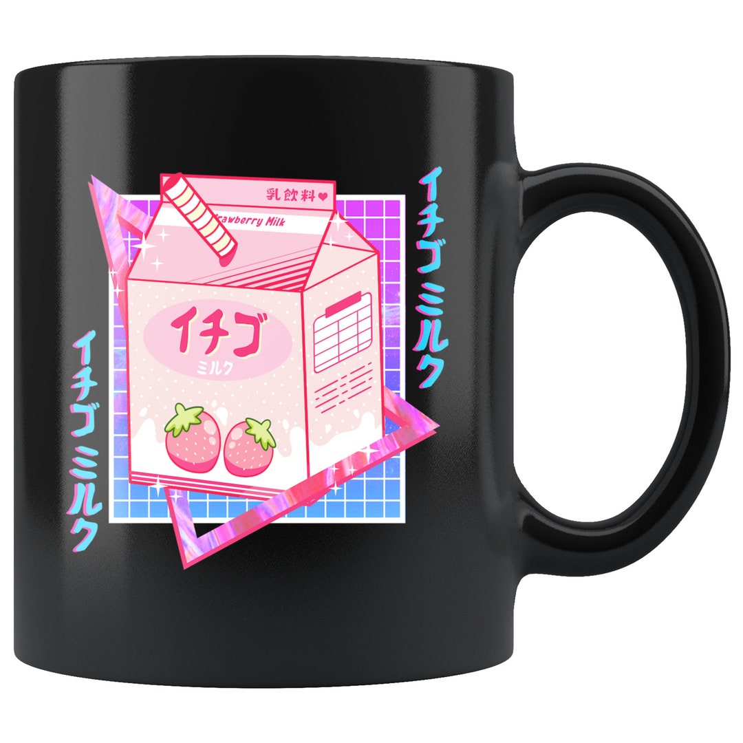 Vaporwave Strawberry Milk Japanese Anime Milk - Etsy