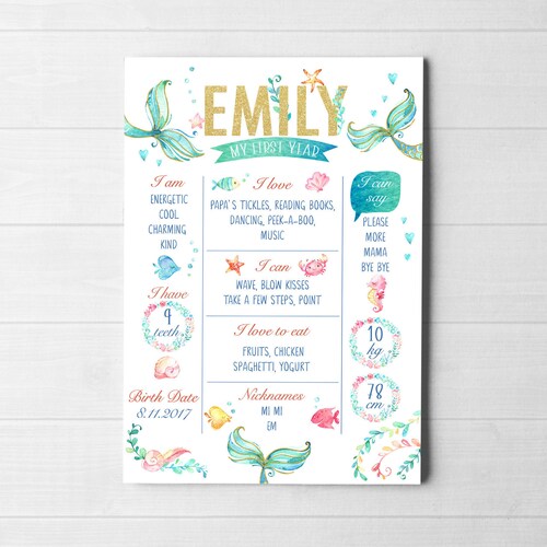 Mermaid Milestone Birthday Poster EDITABLE Under the Sea - Etsy