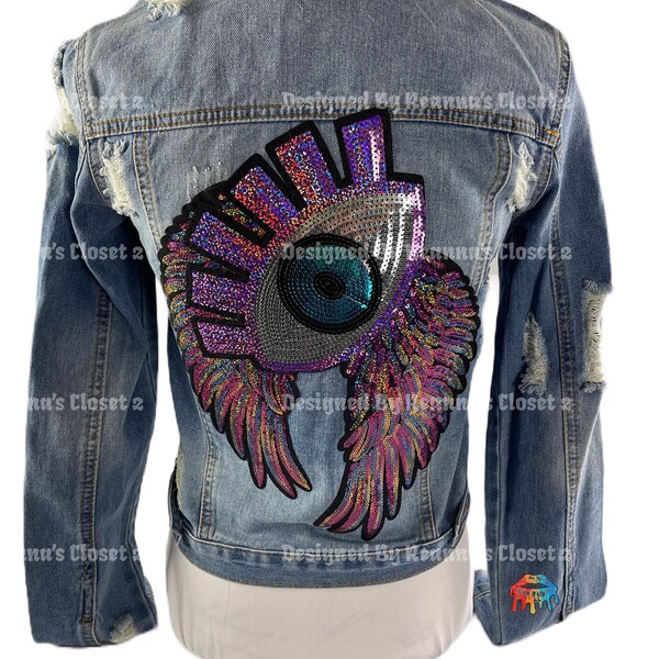 Denim Jacket With Angel Wings - Etsy