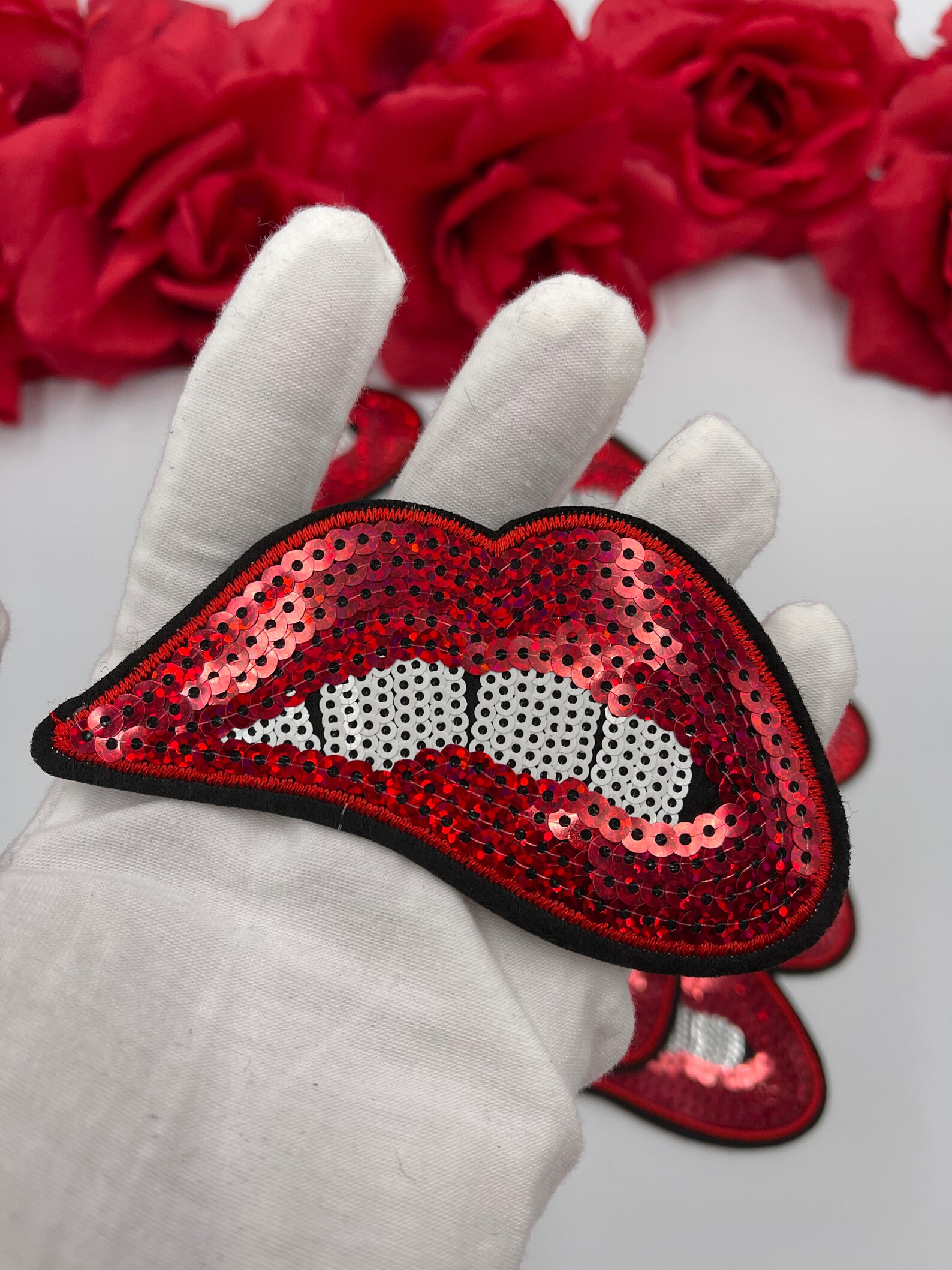 2pc/set 4 1/4 Red Sequin Biting Lips Patch Red Lips - Etsy