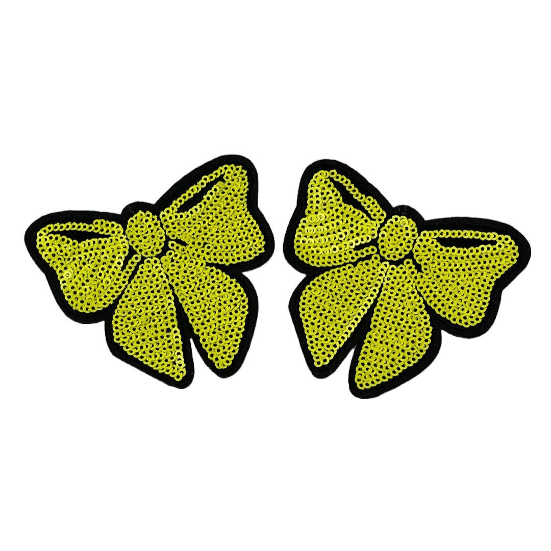 2pc/set 3 1/4 Yellow Sequin Bow Patch Bow Patch Iron on - Etsy