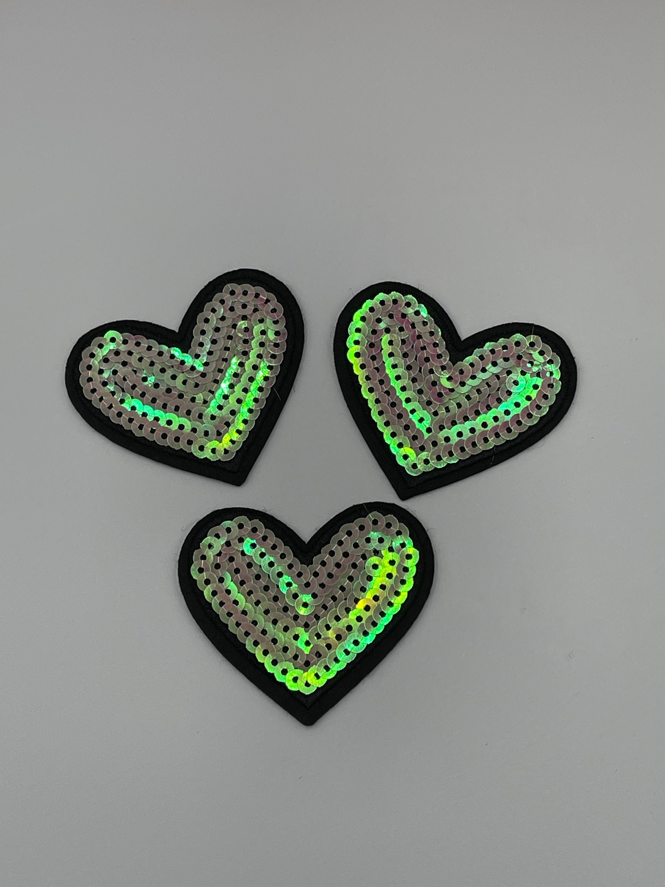 3pc/set 2 1/4 Iridescent AB Sequin Heart Patch Heart Patch | Etsy