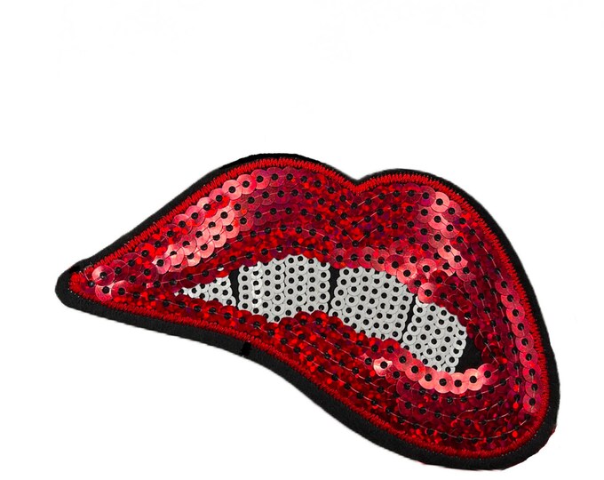 2pc/set, 4 1/4 Red Sequin Biting Lips Patch, Red Lips Patches, Lips Patches, Iron on Patch - Etsy