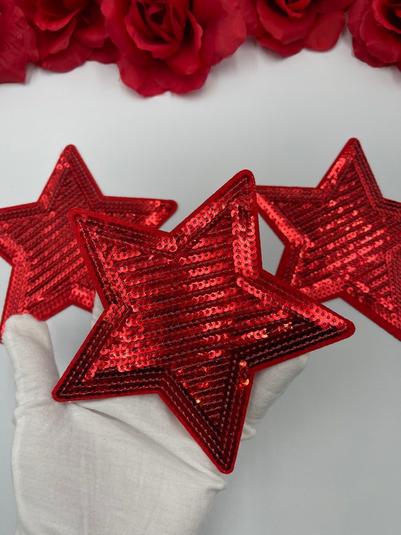 6 Red Sequin Star Patch Red Star Patch Iron on Patch - Etsy UK