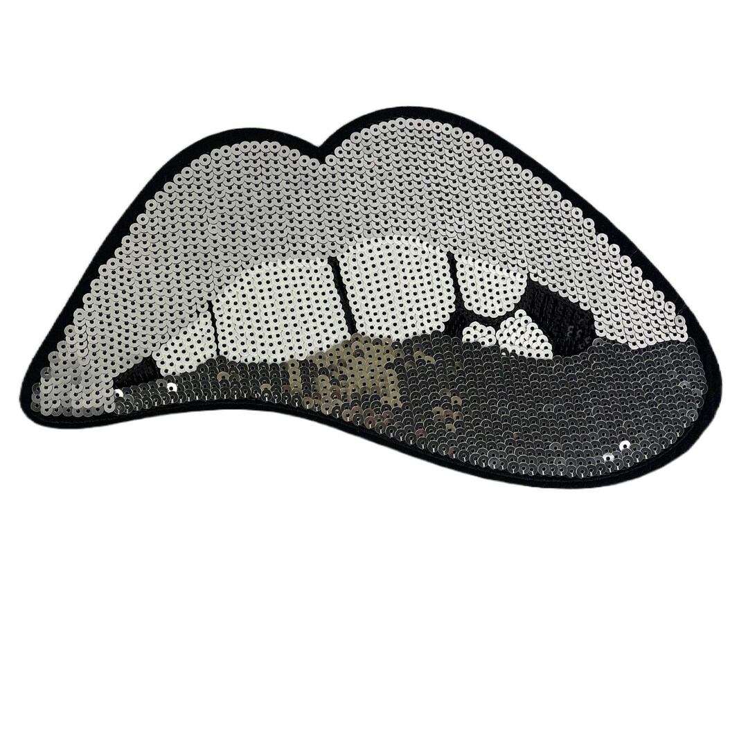 10 7/8 Silver Sequin Lips Patch Silver Lips Patch Lips - Etsy