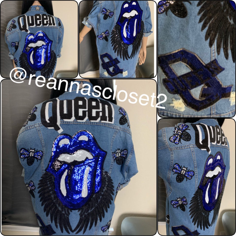 7 Blue Sequin Queen Patch Queen Patch Iron on Patch - Etsy
