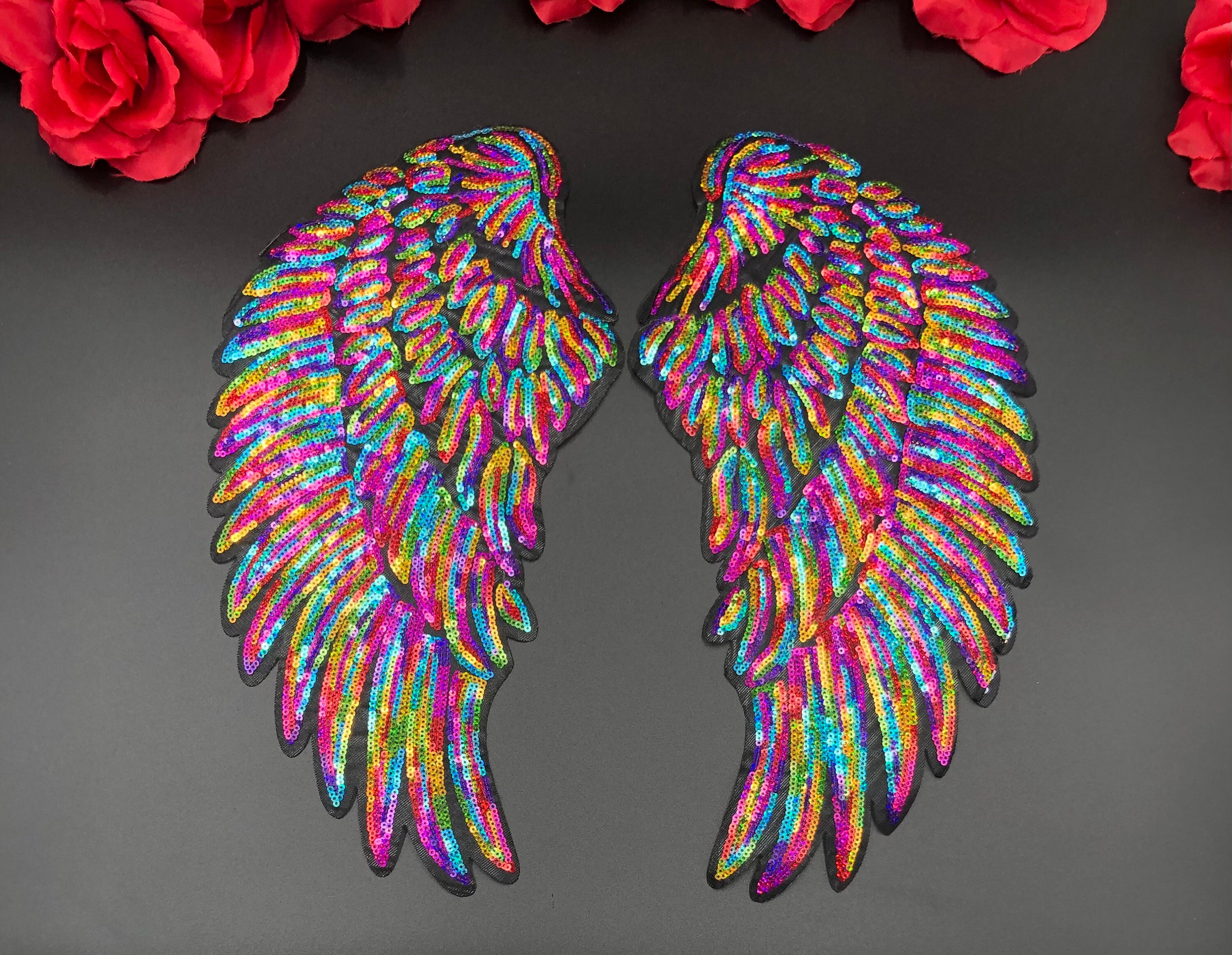 Colorful Sequin Wings Patch 2pc Pair of 14.5 Sequin Colorful - Etsy
