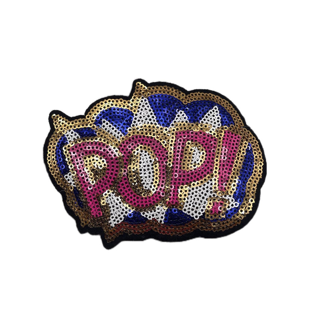 Pop Patch 4 3/4 Pink/blue/gold Sequin POP Patch Sequin - Etsy