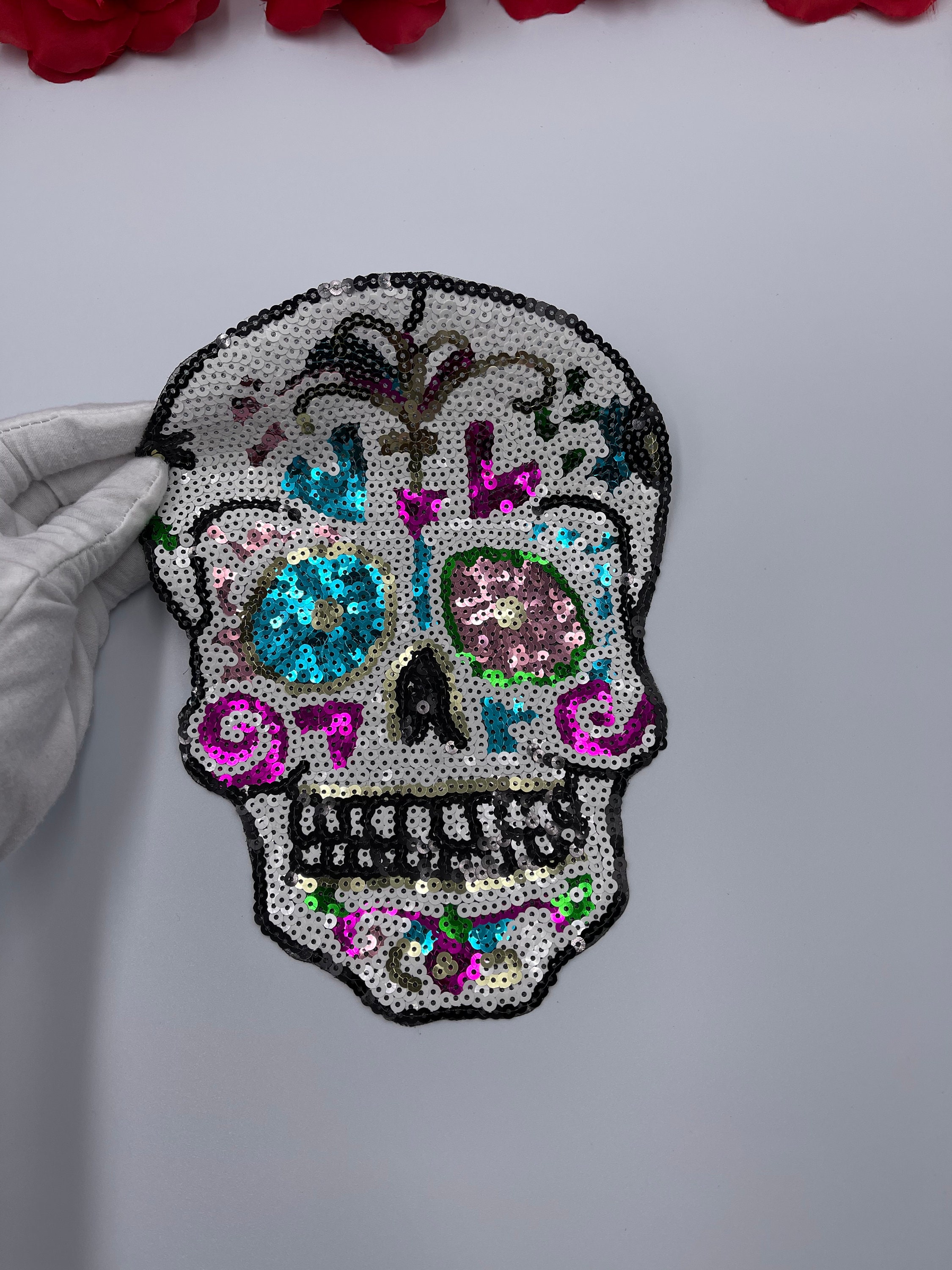 10 Sequin Sugar Skull Patch Skull Patch Iron on Patch DIY - Etsy