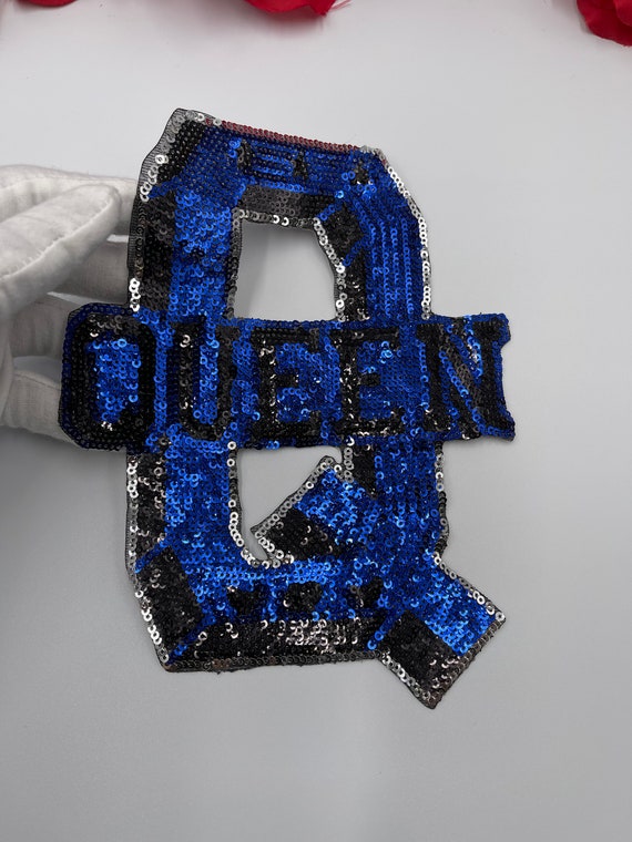 7 Blue Sequin Queen Patch Queen Patch Iron on Patch - Etsy