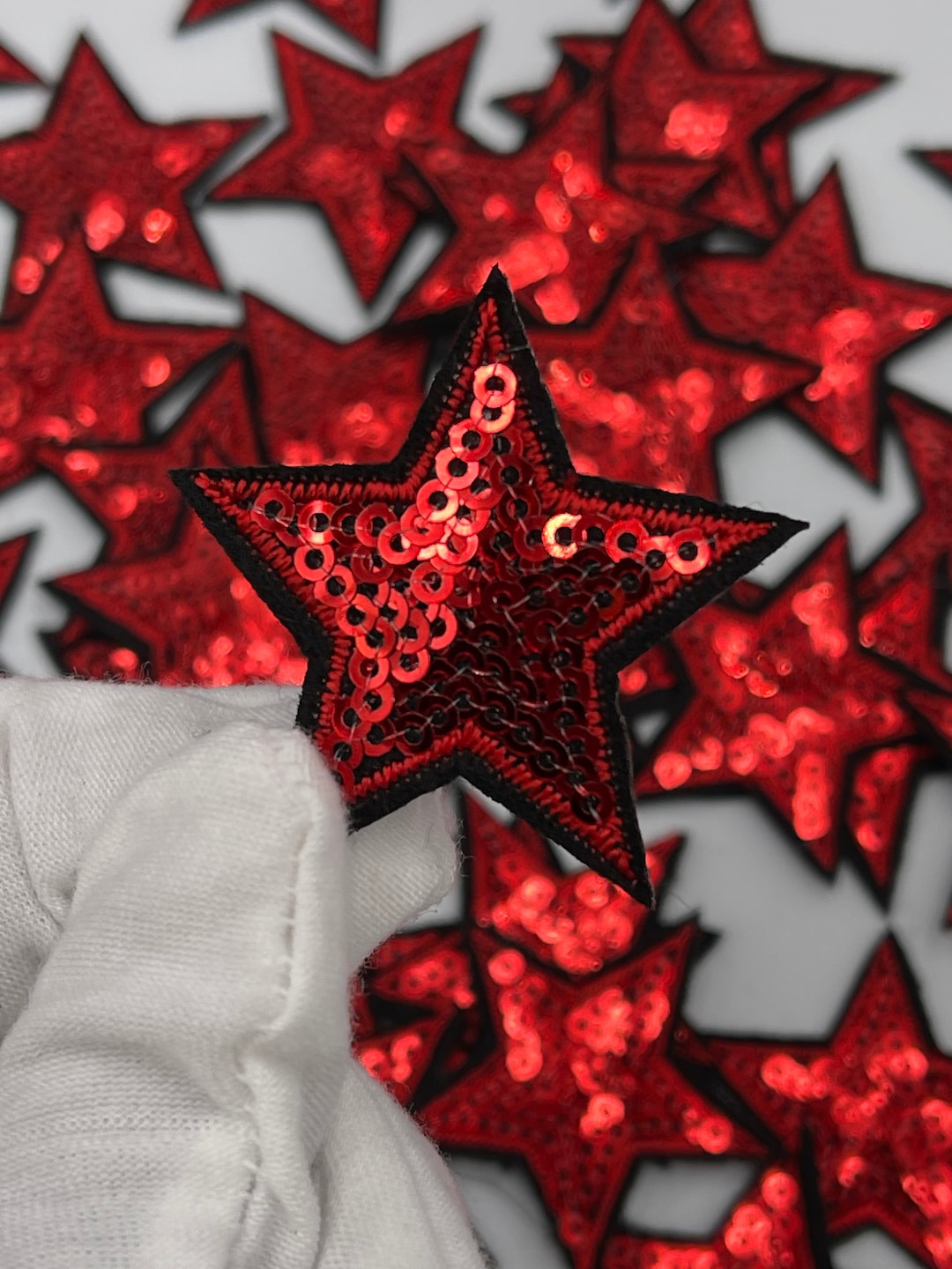 10pc/set 1 3/4 Iron on Red/black Sequin Stars Patch Iron on - Etsy