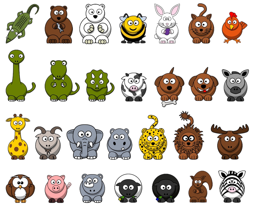 28 Cartoon Animals for Kids Clipart in SVG - Etsy Australia