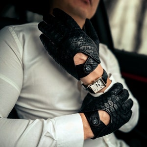 Python Driving Gloves, Luxury Leather Unisex Gloves, Driving Gloves. - Etsy
