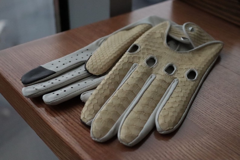 Python Driving Gloves, Luxury Leather Unisex Gloves, Driving Gloves. - Etsy