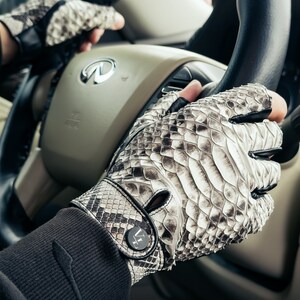 Python Driving Gloves, Luxury Leather Unisex Gloves, Driving Gloves. - Etsy