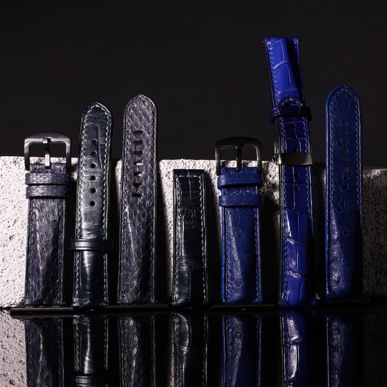 Premium Leather Watch Strap Genuine Python & Crocodile Skin for All ...