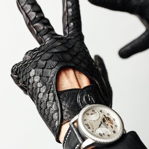 Python Driving Gloves, Luxury Leather Unisex Gloves, Driving Gloves. - Etsy