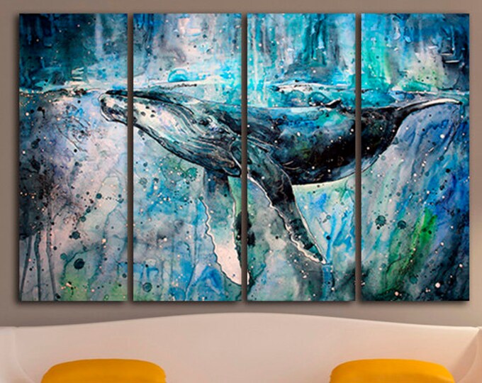 Whale Canvas Whale Wall Art Animal Wall Decor Whale Painting | Etsy