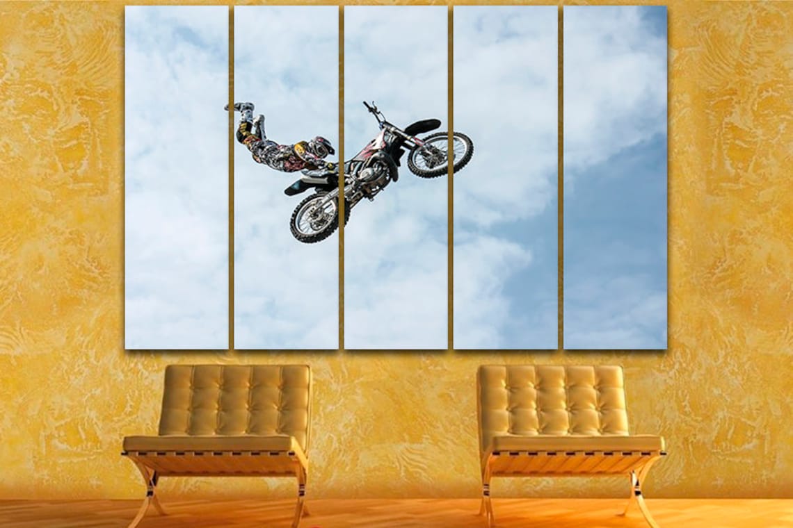 Biker Print Canvas Mountain Bike Art Sport Wall Art Jump Bike - Etsy