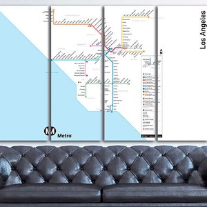 Los Angeles Subway Map California Canvas City Map Wall Decor ...
