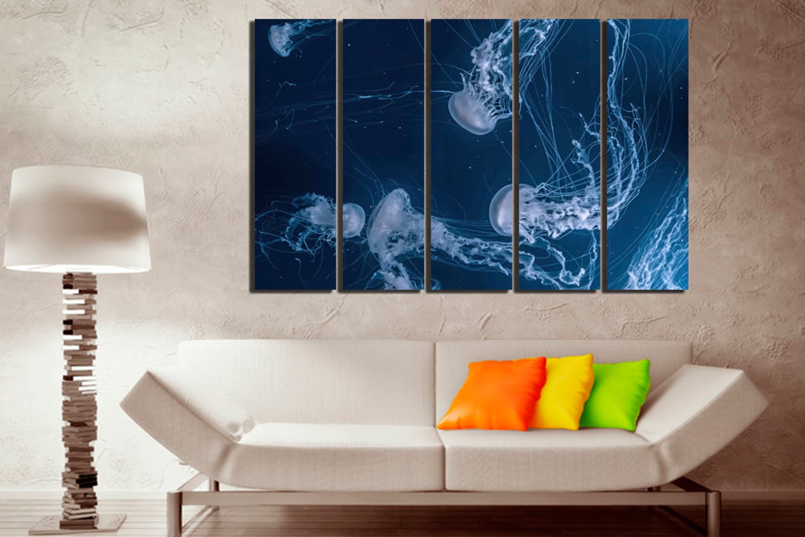 Jellyfish Art Print on Canvas Sea Life Wall Art Animal Decor | Etsy