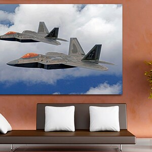 Lockheed Boeing F-22 Raptor Canvas Jet Flying Wall Print Multirole ...