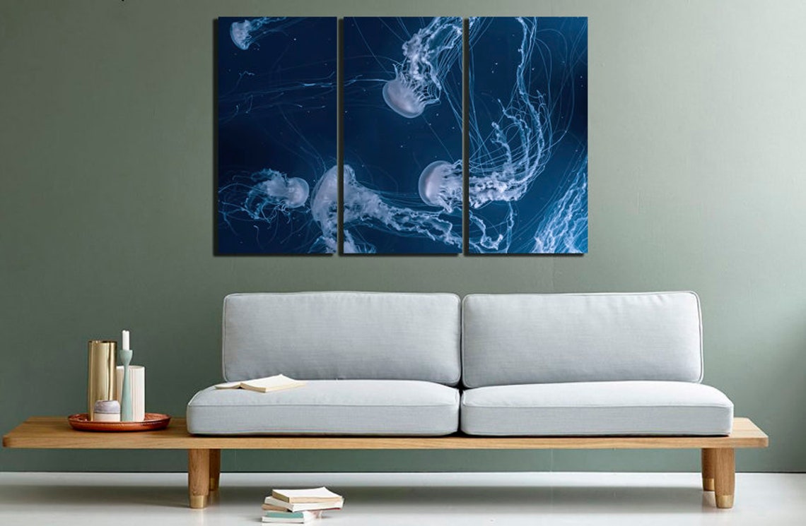 Jellyfish Art Print on Canvas Sea Life Wall Art Animal Decor | Etsy