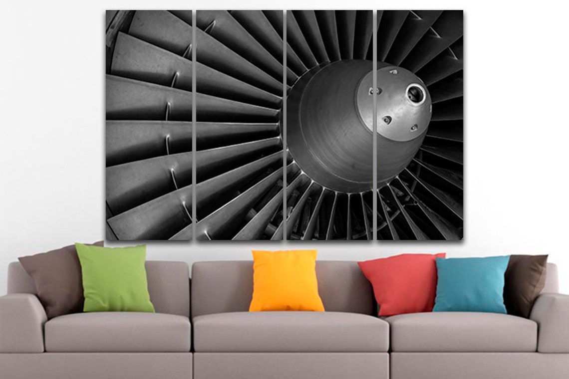 Aircraft Engine Artwork Poster Airplane Wall Decor Engine Canvas Set ...