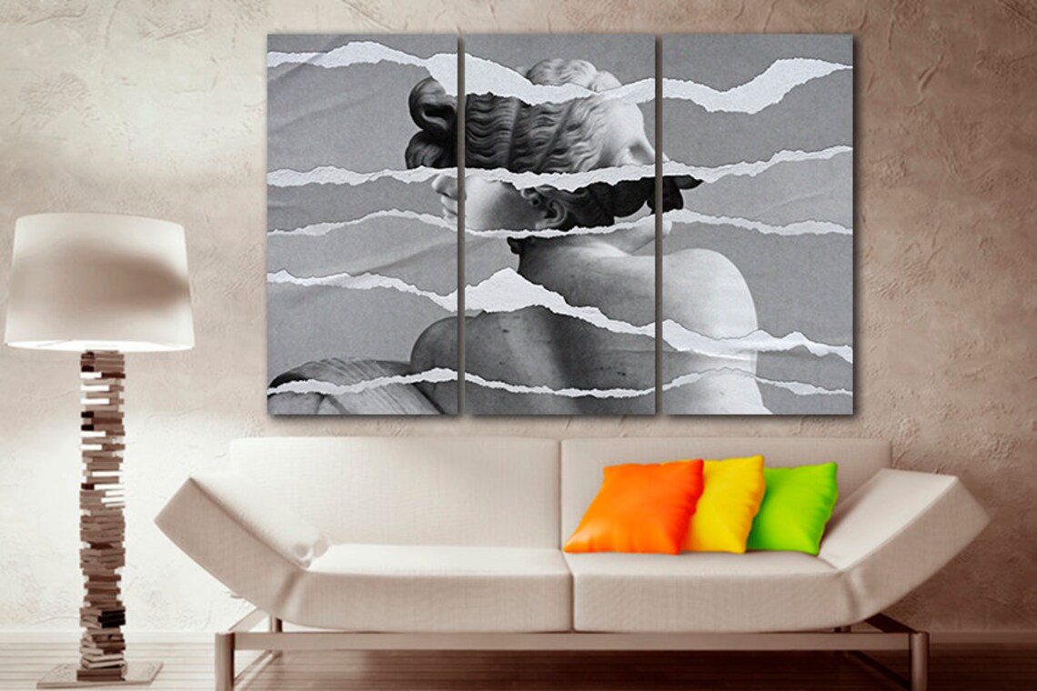 Greek Statue Canvas Image in Torn Paper Ancient Statue Print Antique ...