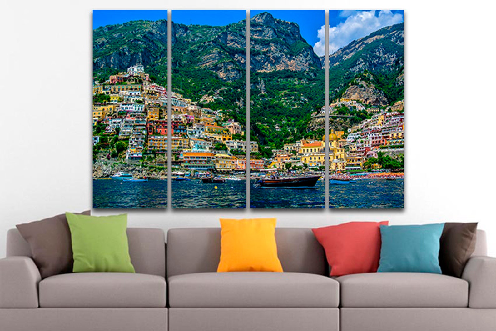 Amalfi Coast Beach Triptych Art Amalfi Coast Print Amalfi Coast Canvas ...