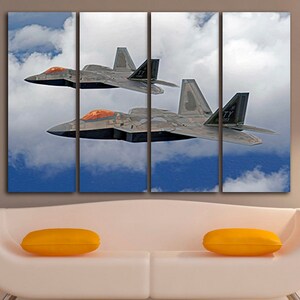 Lockheed Boeing F-22 Raptor Canvas Jet Flying Wall Print Multirole ...