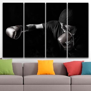 Boxer Canvas Gym Wall Art Boxing Gifts Health Decor Sports Training ...