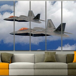 Lockheed Boeing F-22 Raptor Canvas Jet Flying Wall Print Multirole ...