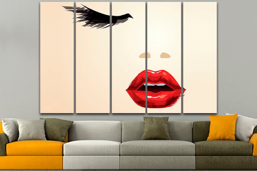 Face Canvas Woman Face Print on Canvas Face Wall Art Salon Decor Sleepy ...