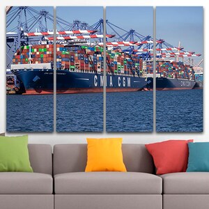 Cargo Ship Canvas International Container Print Business Office Art ...