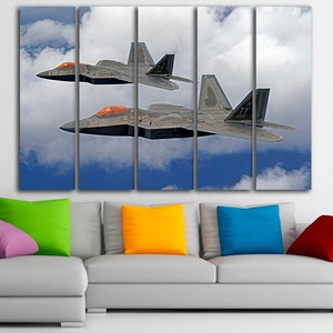 Lockheed Boeing F-22 Raptor Canvas Jet Flying Wall Print Multirole ...