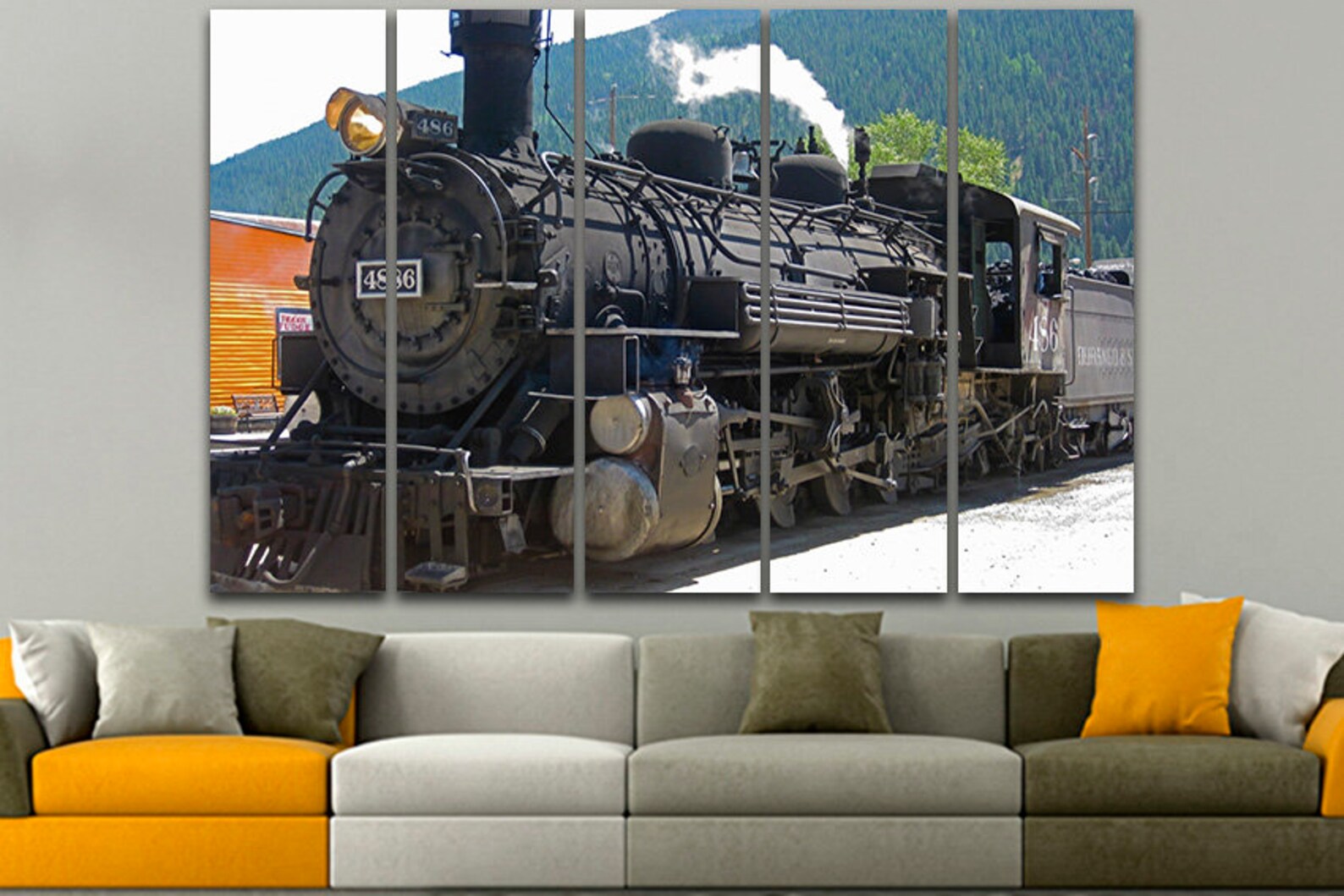 5 Panel Set Train Canvas Steam Train Train Art Steam Engine Train ...