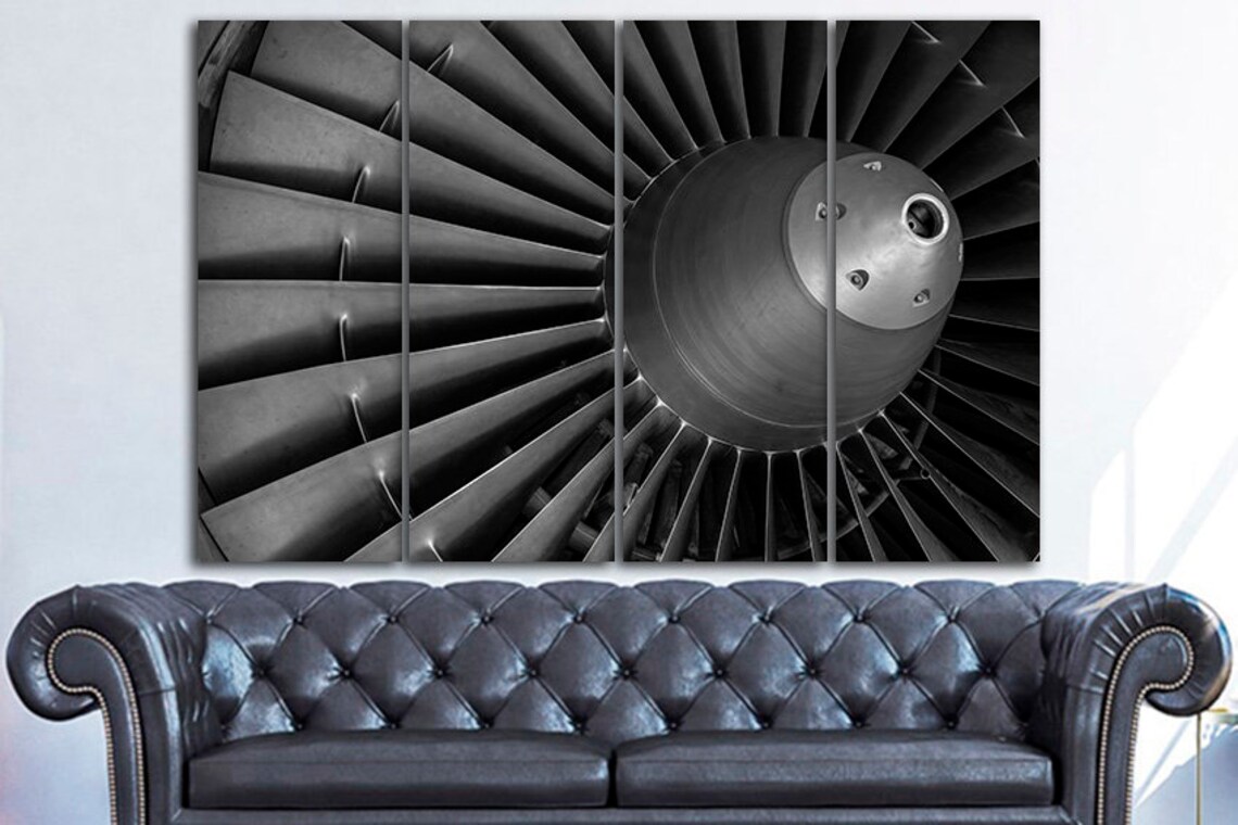 Aircraft Engine Artwork Poster Airplane Wall Decor Engine Canvas Set ...