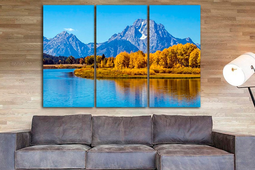 Oxbow Bend Island Art Print on Canvas Ready to Hang National Park Wall ...